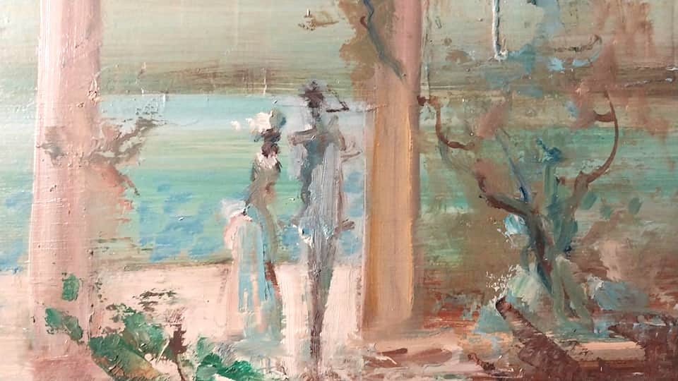 Gary Hinte Original Vintage Modernist Romantic Venetian Maritime Seasc ...